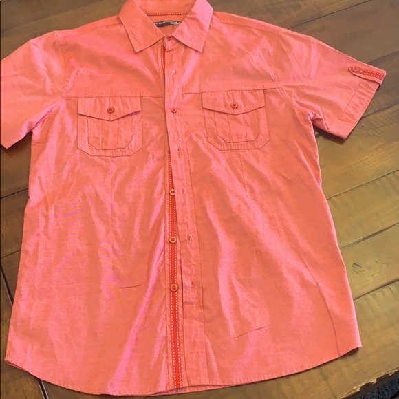 Shirts | Red Short Sleeve Shirt W Pockets Sleeve Detail | Poshmark
